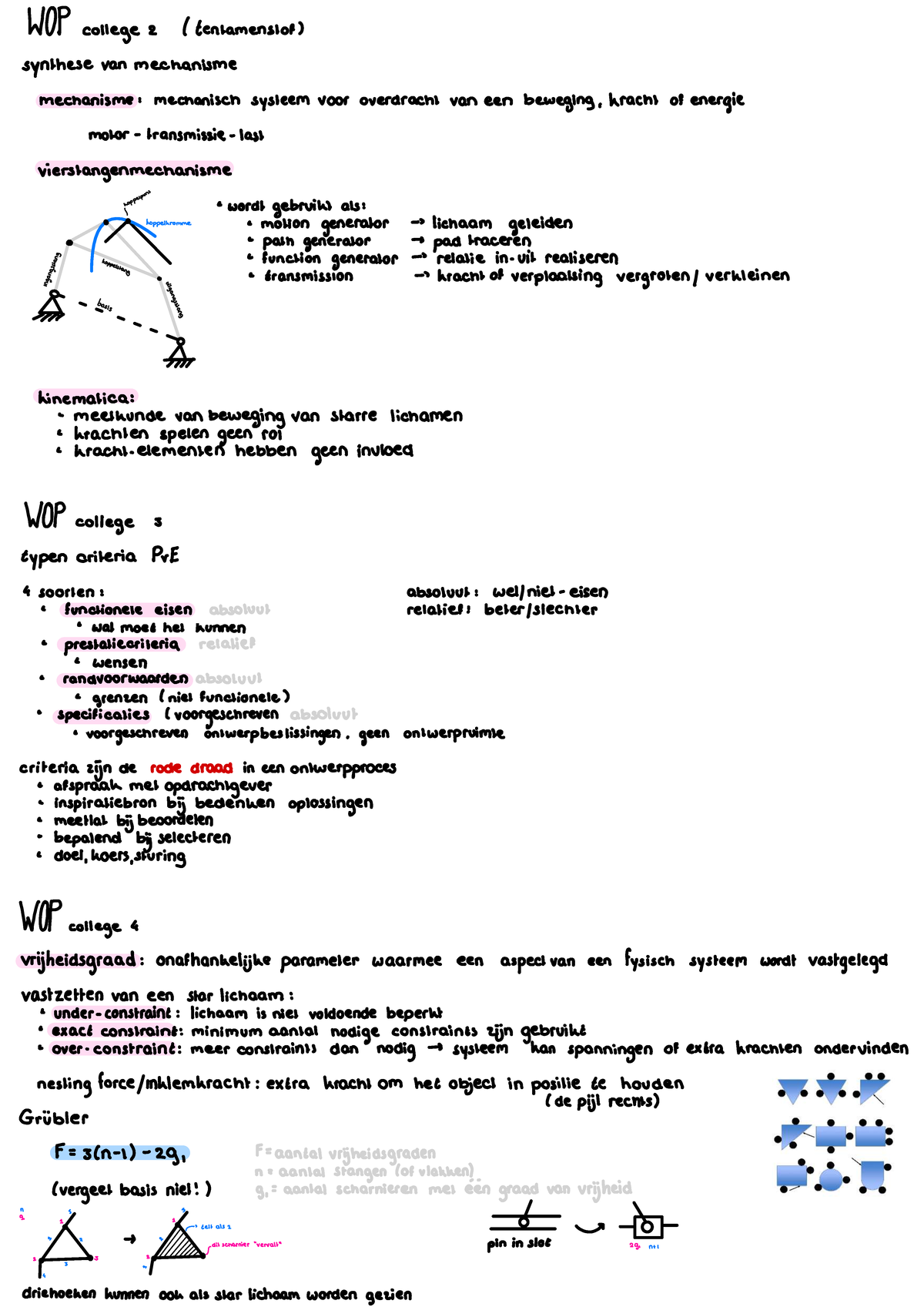 WOP 1 - Samenvatting van Mechanische Systemen en Krachtenanalyse ...