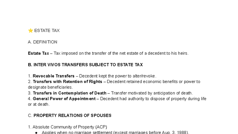 Estate Tax Overview: Key Concepts and Exclusions (Course Code: EST 101 ...