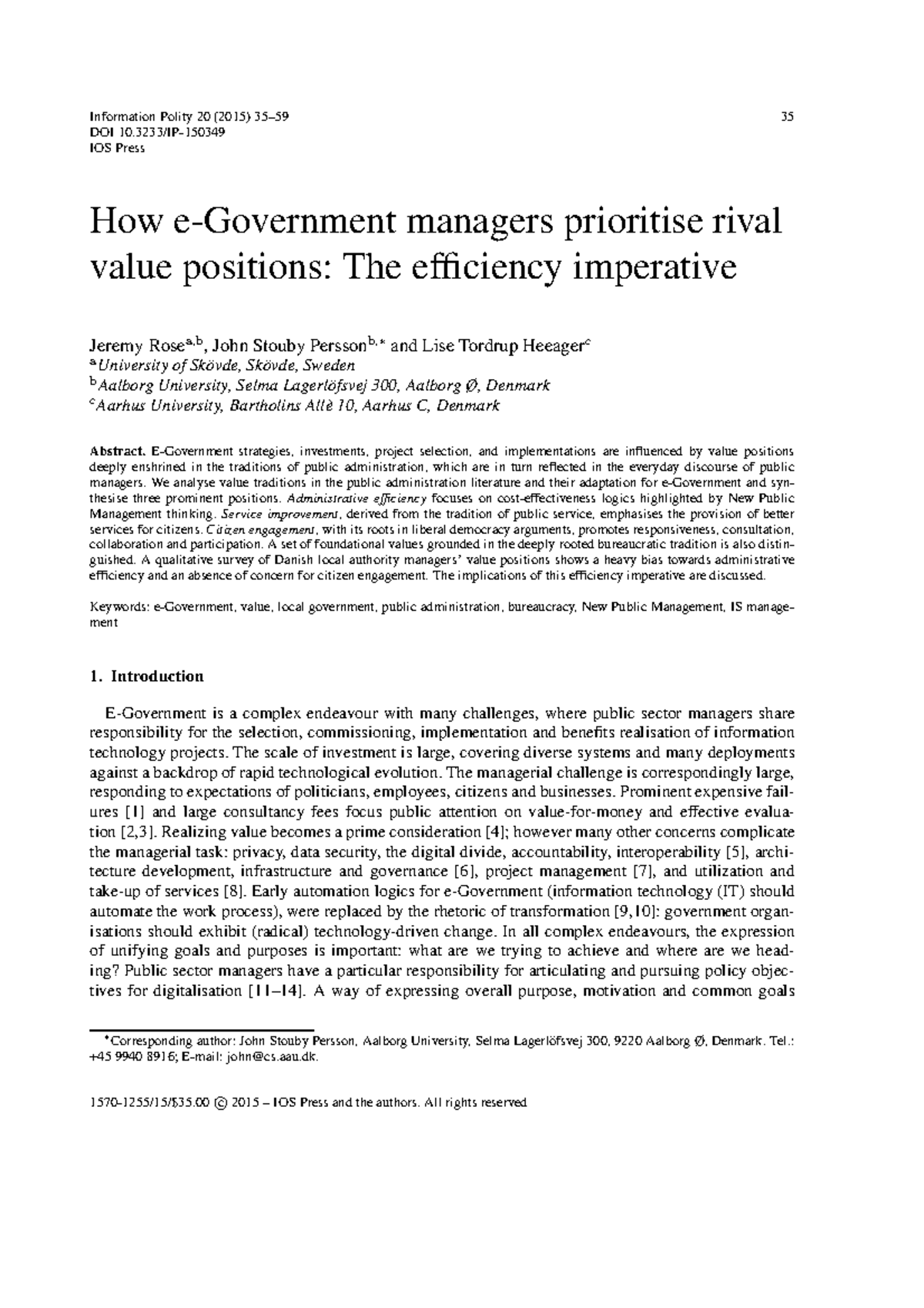 How Managers Prioritize Value Positions in Public Administration (IP ...