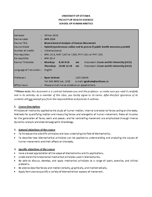 Equation Sheet - Summary Biomechanical Analysis of Human Movement ...