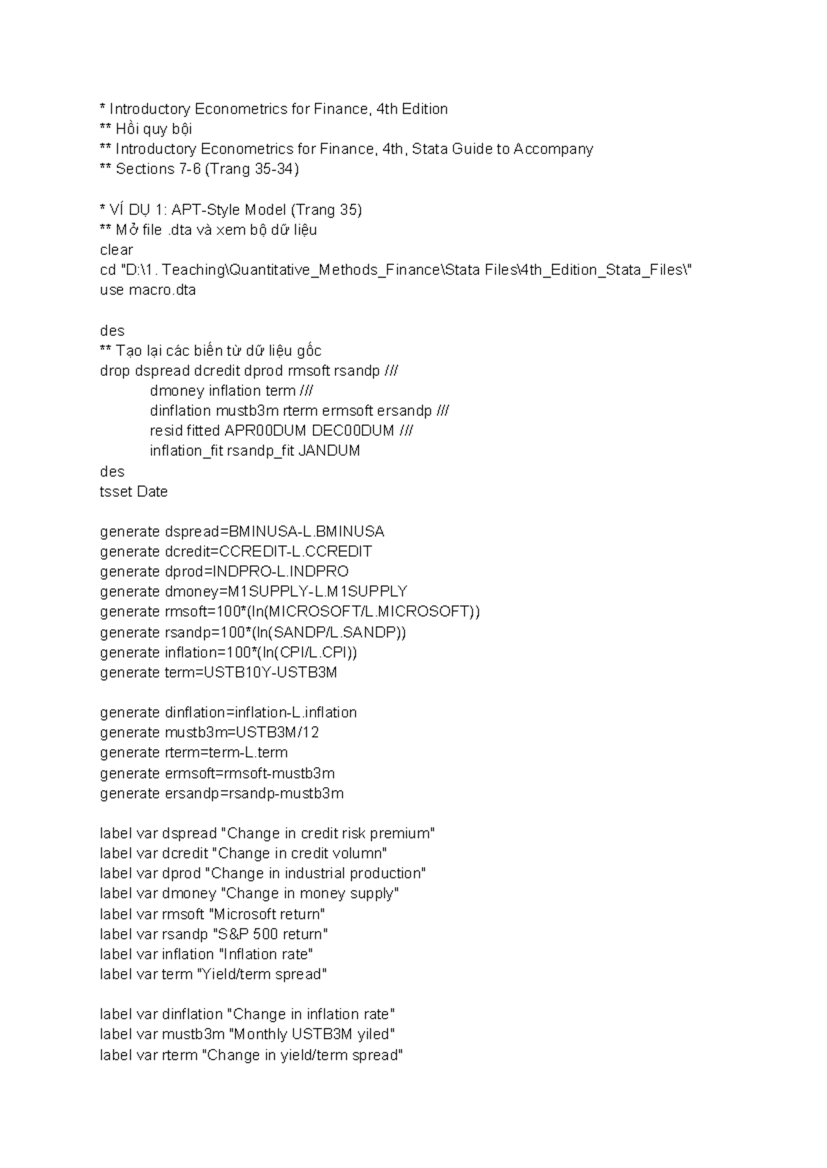 * Multiple Regression Model in Introductory Econometrics for Finance ...