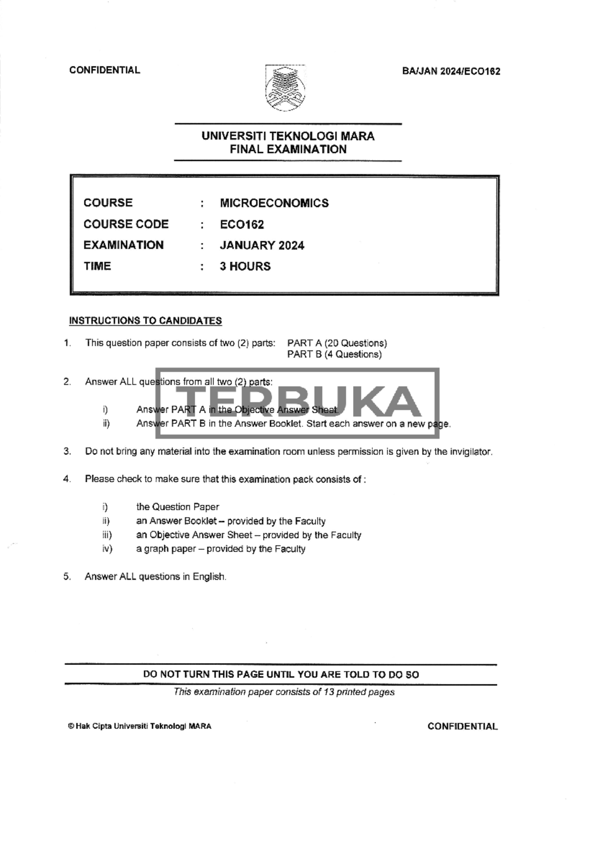 ECO162 Jan 2024 Final Exam – Microeconomics Question Paper - Studocu