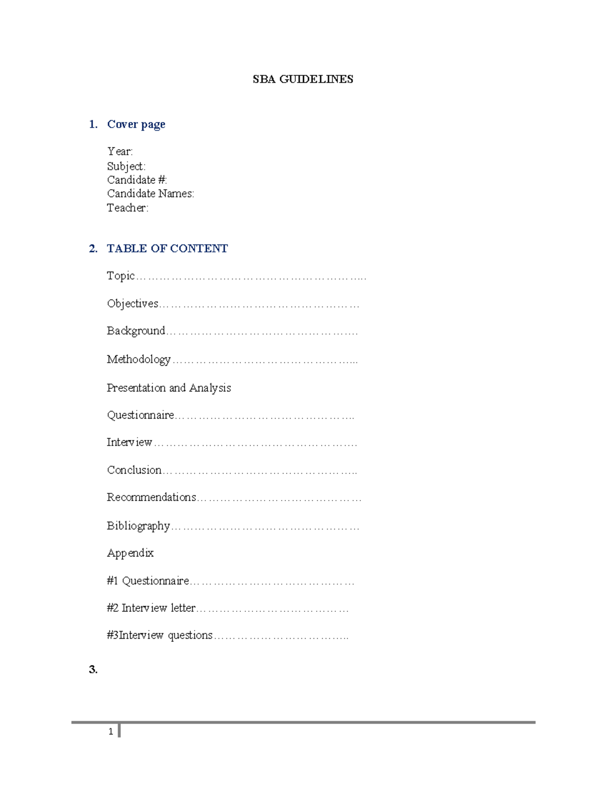SBA Guidelines: Research Project Framework and Analysis - Studocu