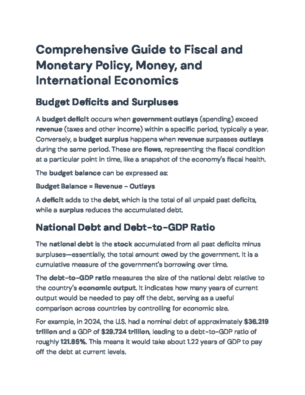 Comprehensive Guide to Fiscal & Monetary Policy for Econ 101 - Studocu