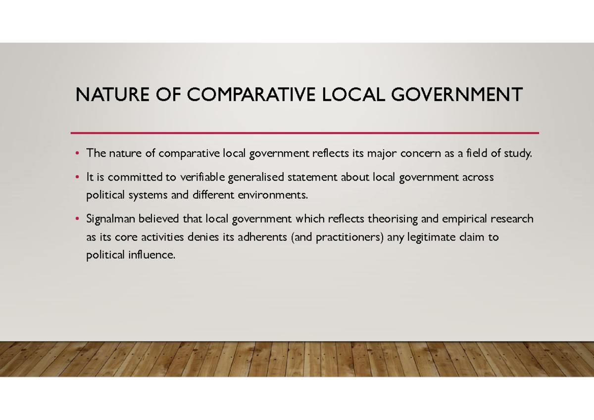 Comparative Local Government: Nature, Utility, and Challenges Analysis ...