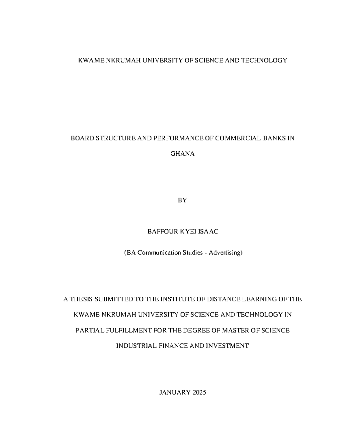 KNS 701 - Final Thesis: Board Structure and Performance of Ghanaian ...