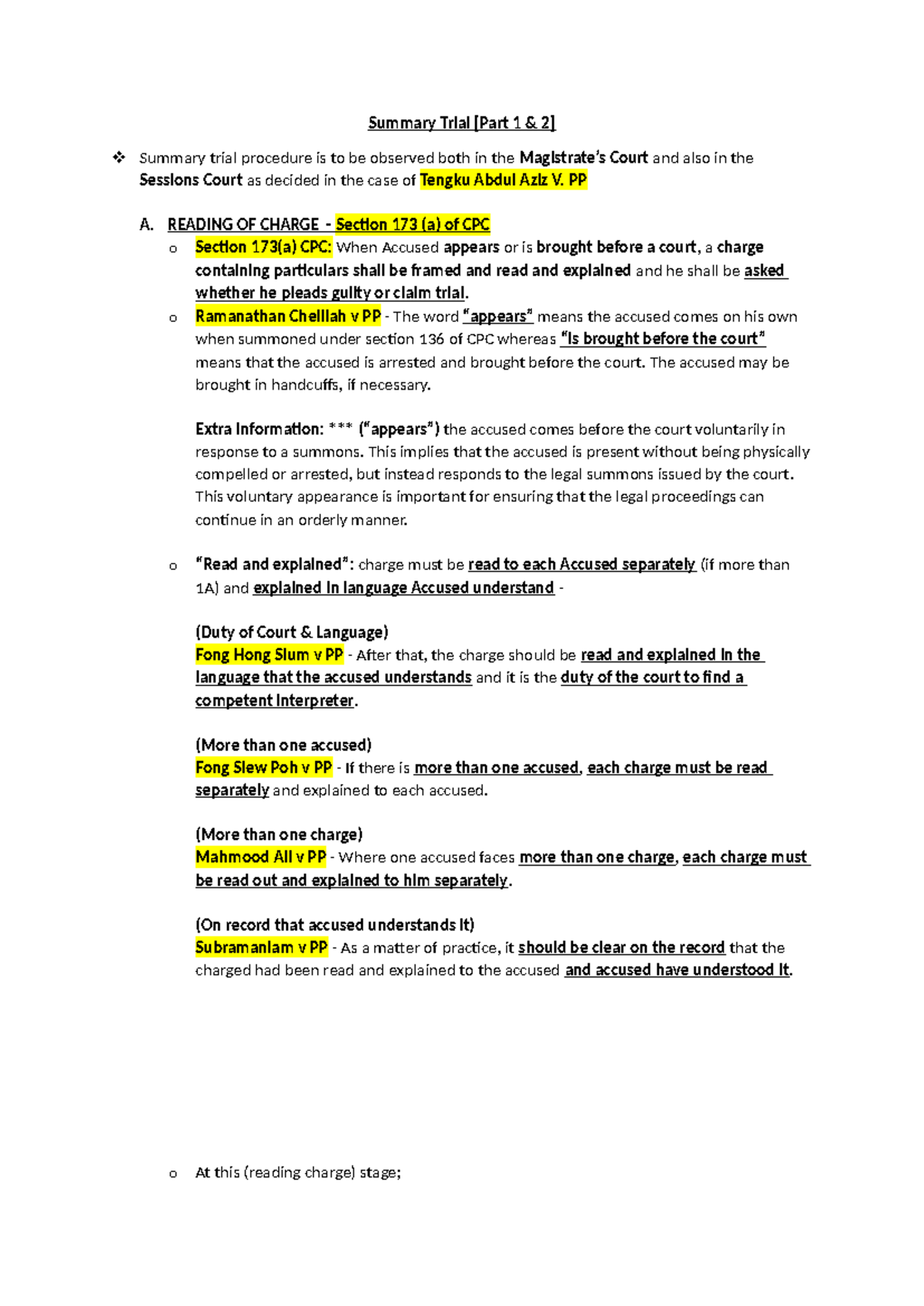 Summary Trial Procedure in Magistrate's & Sessions Court (Part 1 & 2 ...