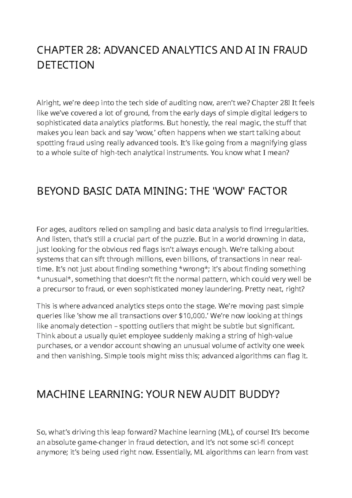 CHAPTER 28: AI & ADVANCED ANALYTICS IN FRAUD DETECTION - Studocu