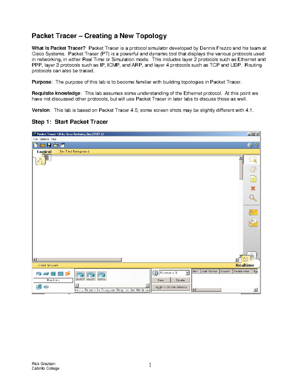 ITT400 Lab 1: Building a Network Topology in Packet Tracer - Studocu