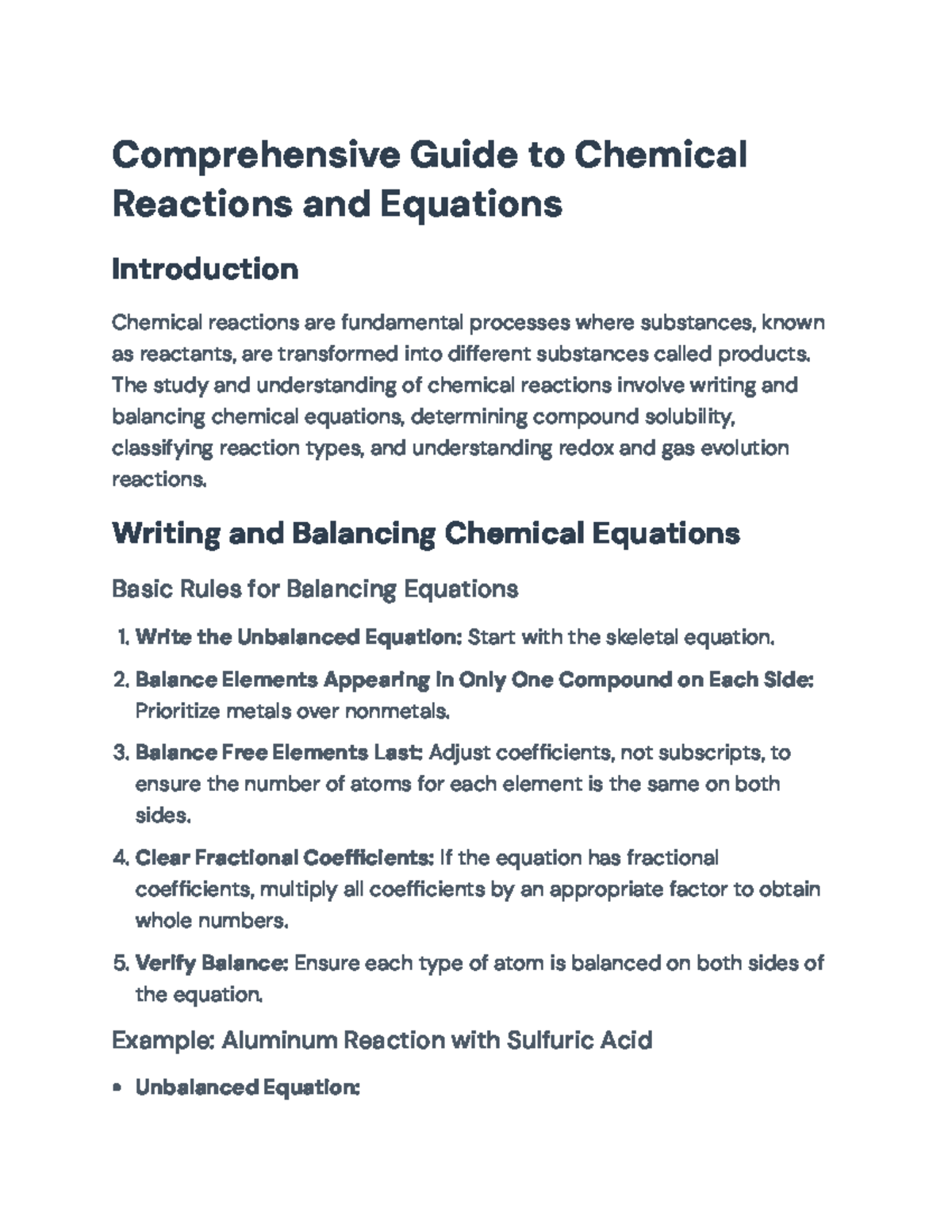 Comprehensive Guide to Writing and Balancing Chemical Equations ...