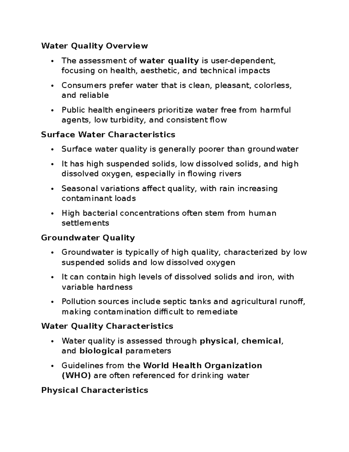 WER160S Water Quality Overview: Health, Aesthetic, and Technical ...