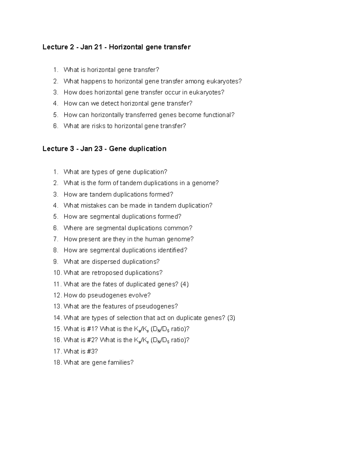 BIOL430 Lecture 4: Horizontal Gene Transfer & Duplications - Studocu