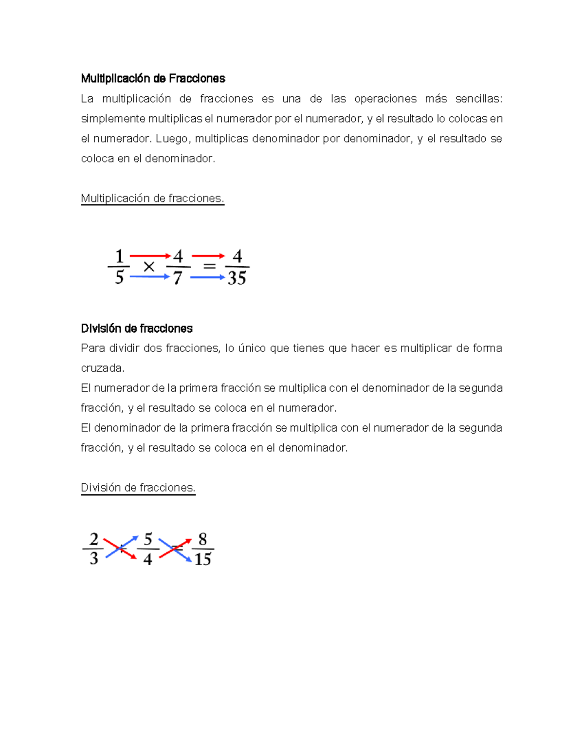 Suma -resta- multiplicacion y division de fraccionarios ...