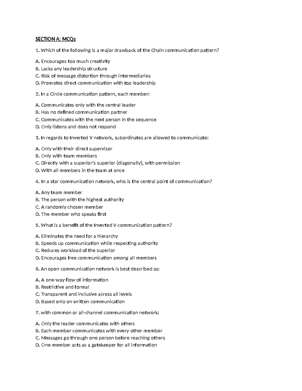 TEST Questions on Communication Skills Patterns (CS 101) - Studocu