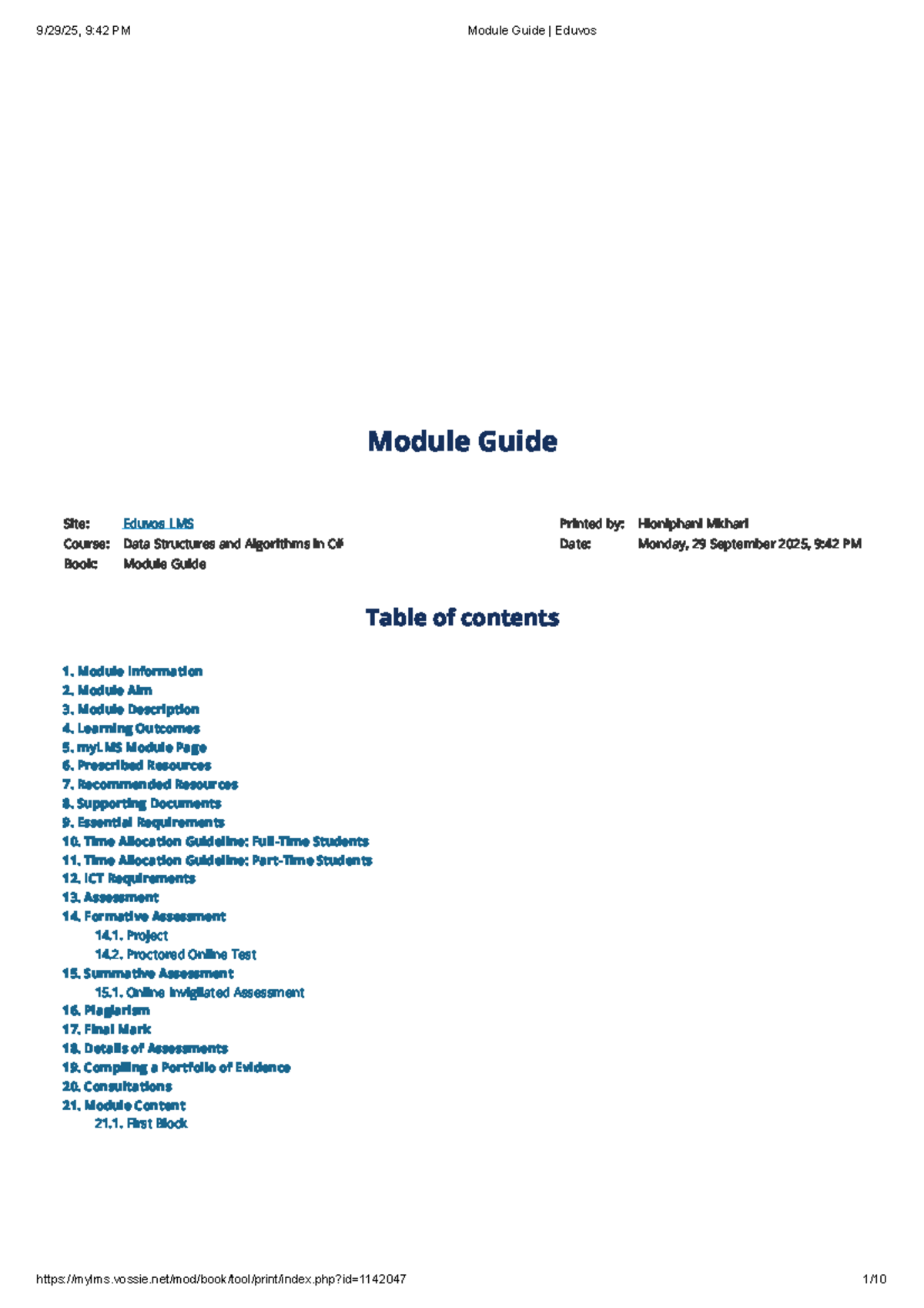 ITDCA2 Module Guide: Data Structures & Algorithms Overview - Studocu