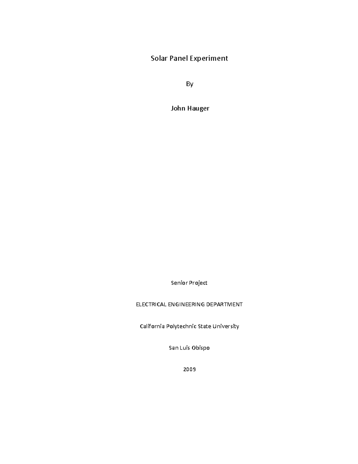 Solar Panel Experiment - Solar Panel Experiment By John Hauger Senior ...