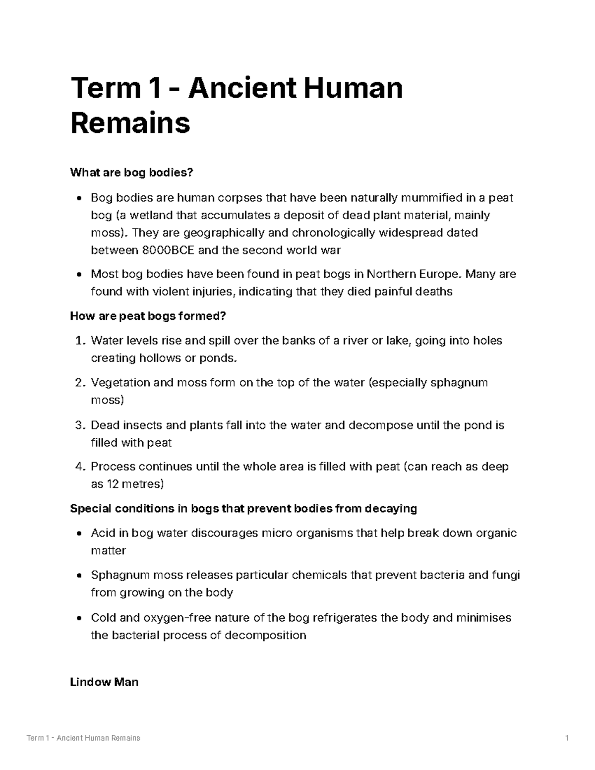 Term 1 ACHA-H030: Ancient Human Remains - The Case of Lindow Man - Studocu