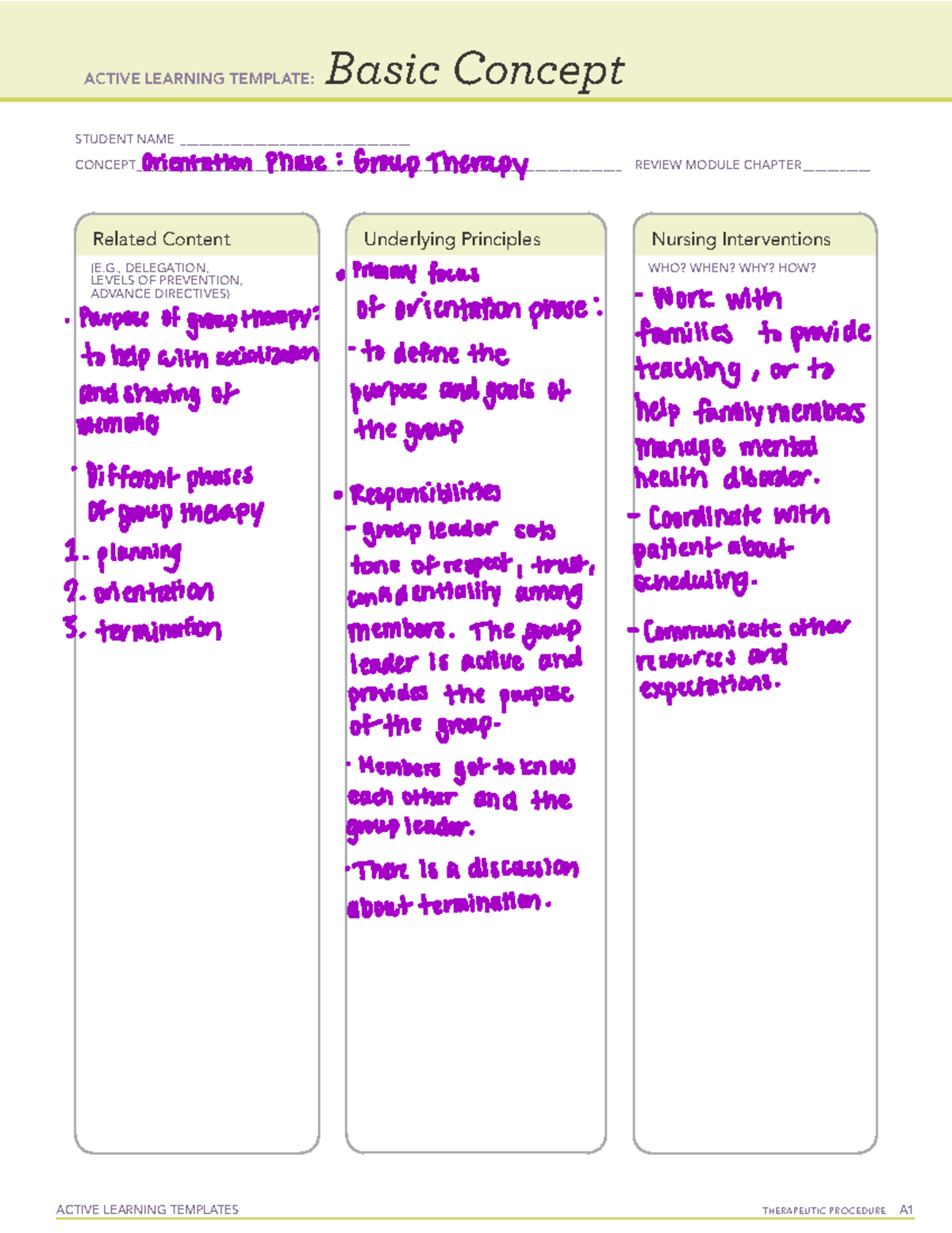 Yup - Ati temp - ACTIVE LEARNING TEMPLATES THERAPEUTIC PROCEDURE A ...