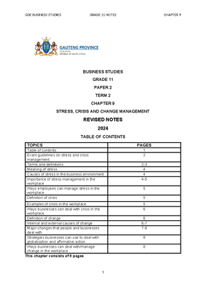 Teachers COPY 2024 BSTD Grade 11 Notes Chapter 3 - BUSINESS STUDIES ...