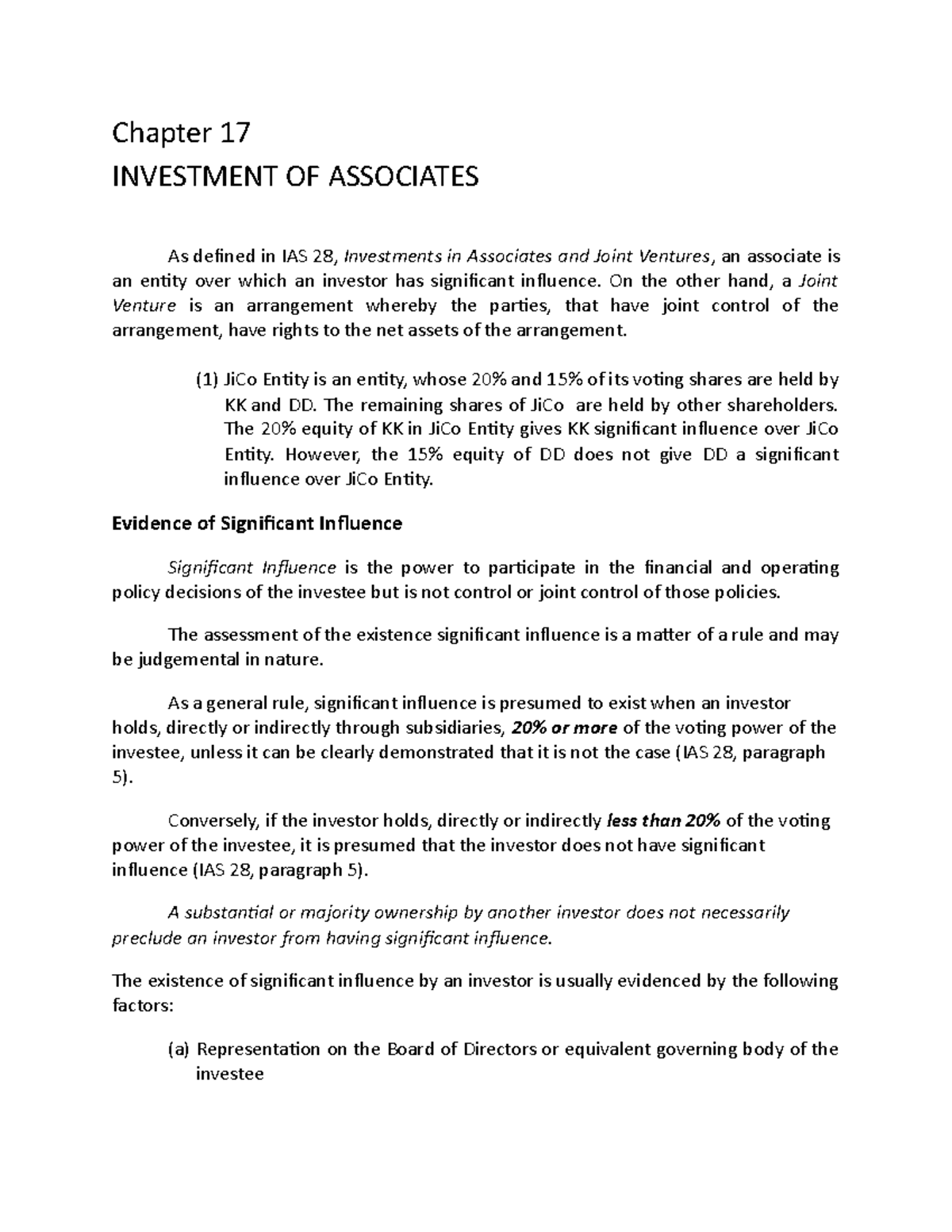Chapter 17 - Lecture Notes on Investment in Associates (IAS 28) - Studocu
