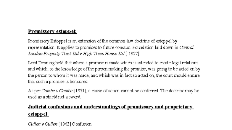 Proprietary Estoppel Exam Notes - Law 101 - Studocu