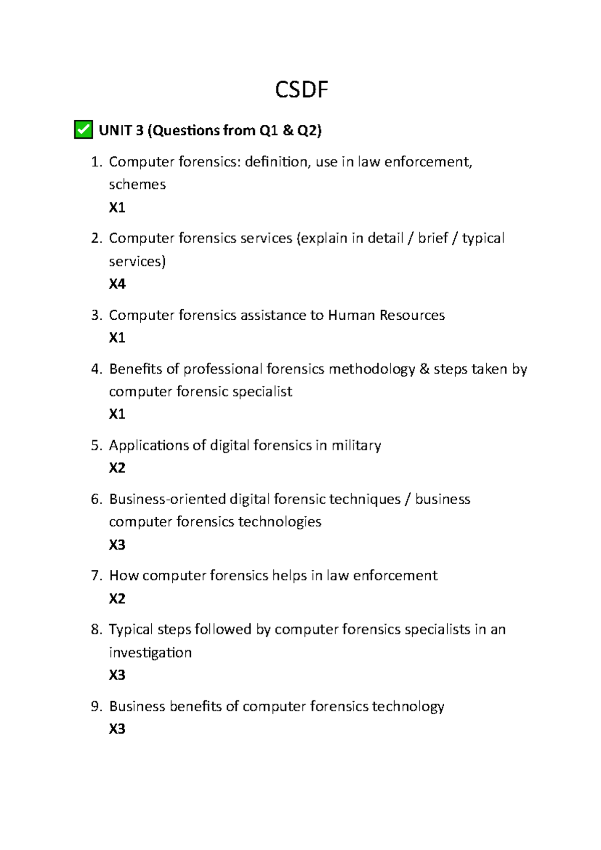 CSDF UNIT 3 & 4: Key Concepts in Computer Forensics - Studocu