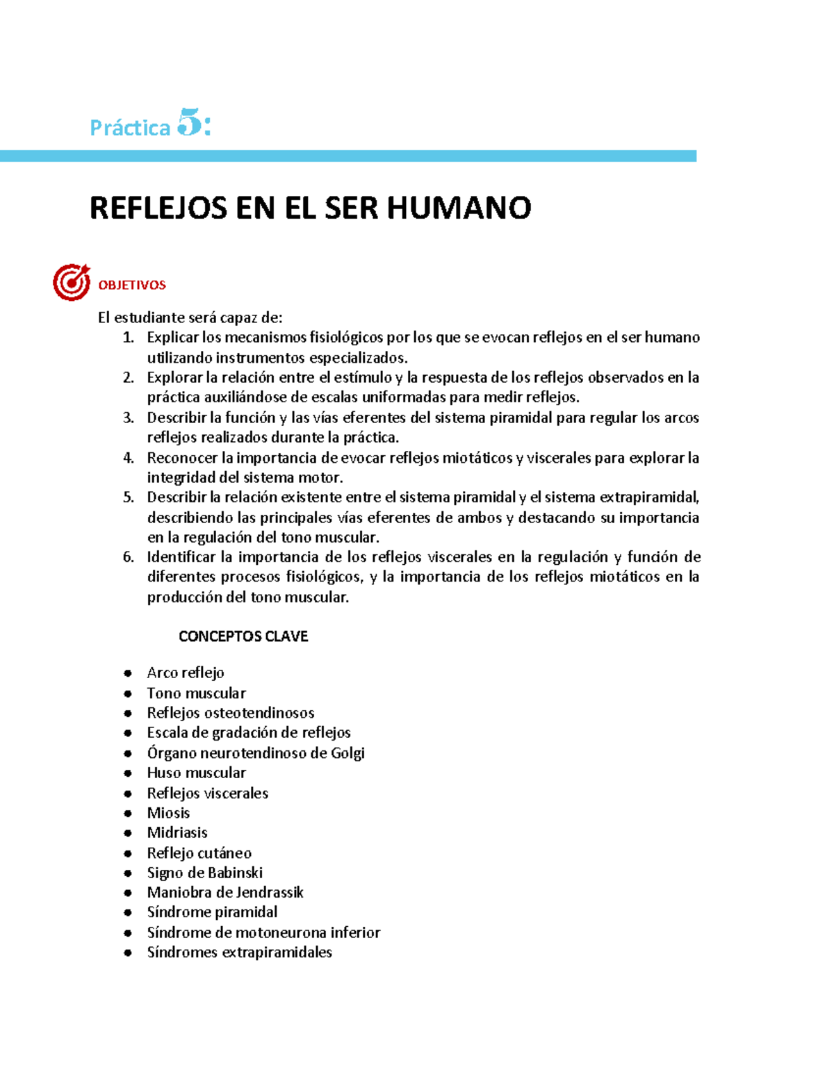 Práctica 5: Reflejos en el Ser Humano - Evaluación Fisiológica - Studocu