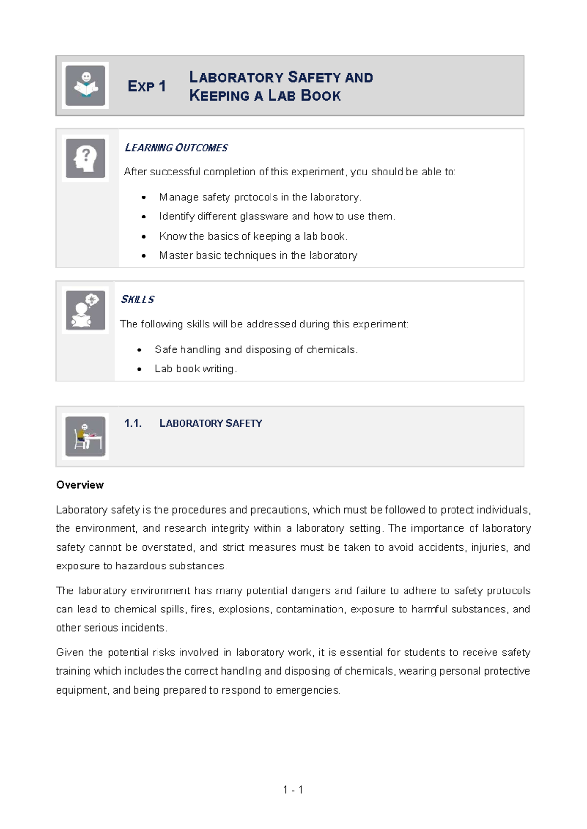CHEM1501 EXP 1: Lab Safety & Lab Book Guidelines for Students - Studocu