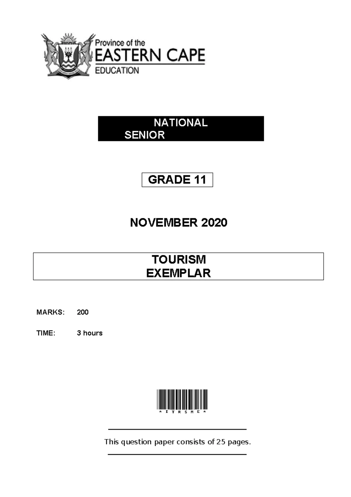 TOURISM GRADE 12 PRE PREP EXAM 2024 MARKING GUIDELINE MEMO - Studocu