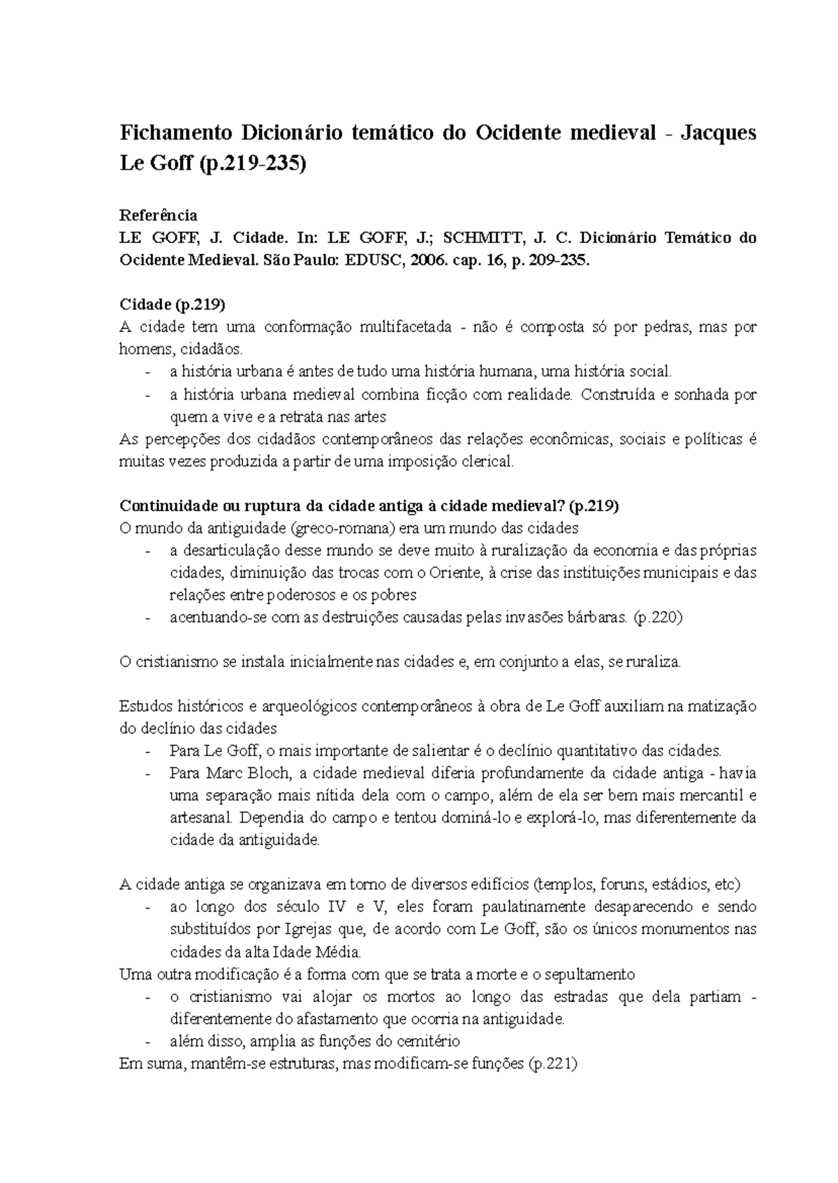 Fichamento: Dicionário Temático do Ocidente Medieval - Le Goff (p.219 ...