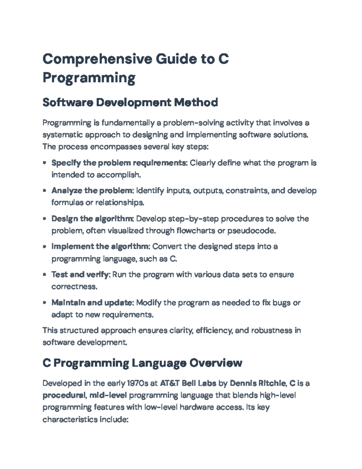 Comprehensive Guide to C Programming (CS101) - Concepts & Practices - Studocu