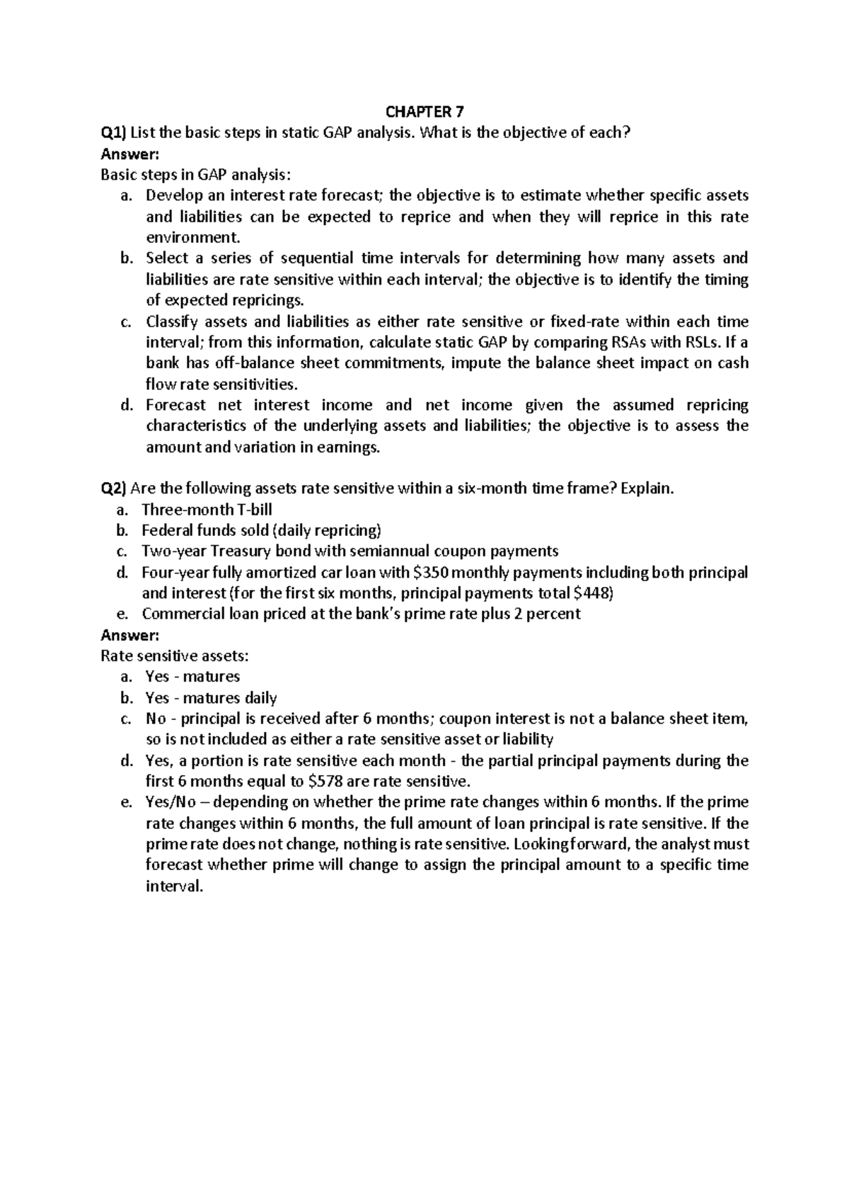 Bank Management BA4821 Midterm 2 Study Notes on GAP Analysis - Studocu