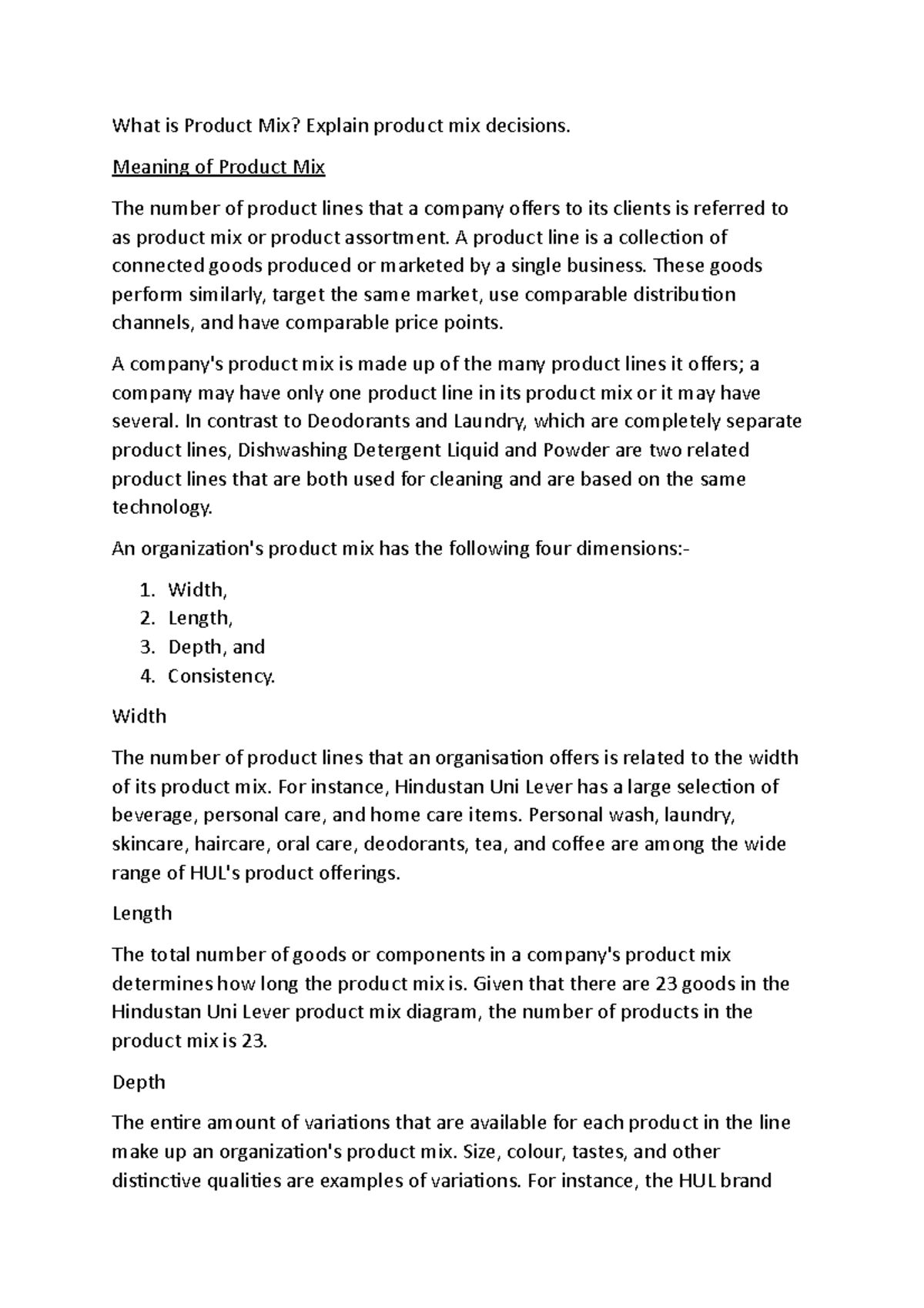 What is Product Mix - Marketing Management Notes for all. - What is ...