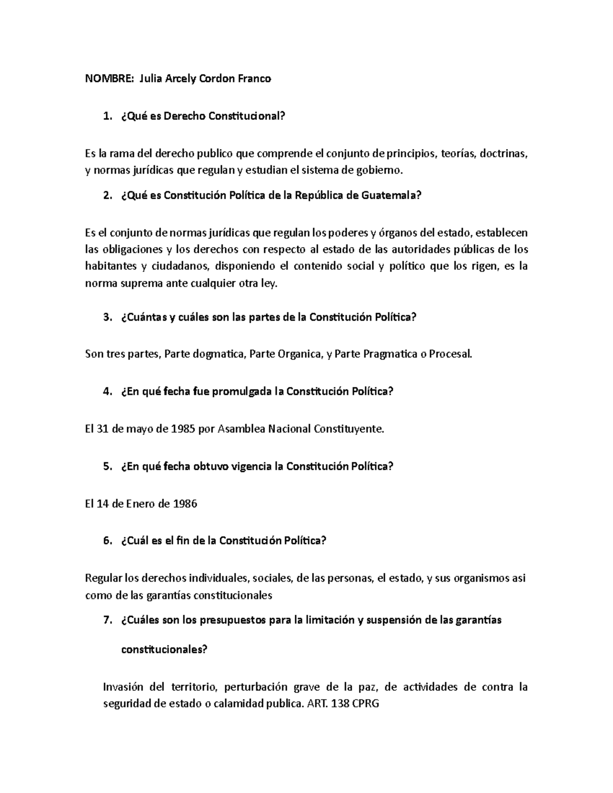 Cuestionario Corto de Derecho Constitucional - Marzo 2026 - Studocu