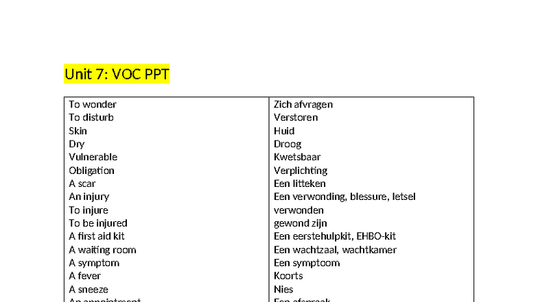 Unit 7: Summary of Key Terms and Concepts in Health Care - Studocu