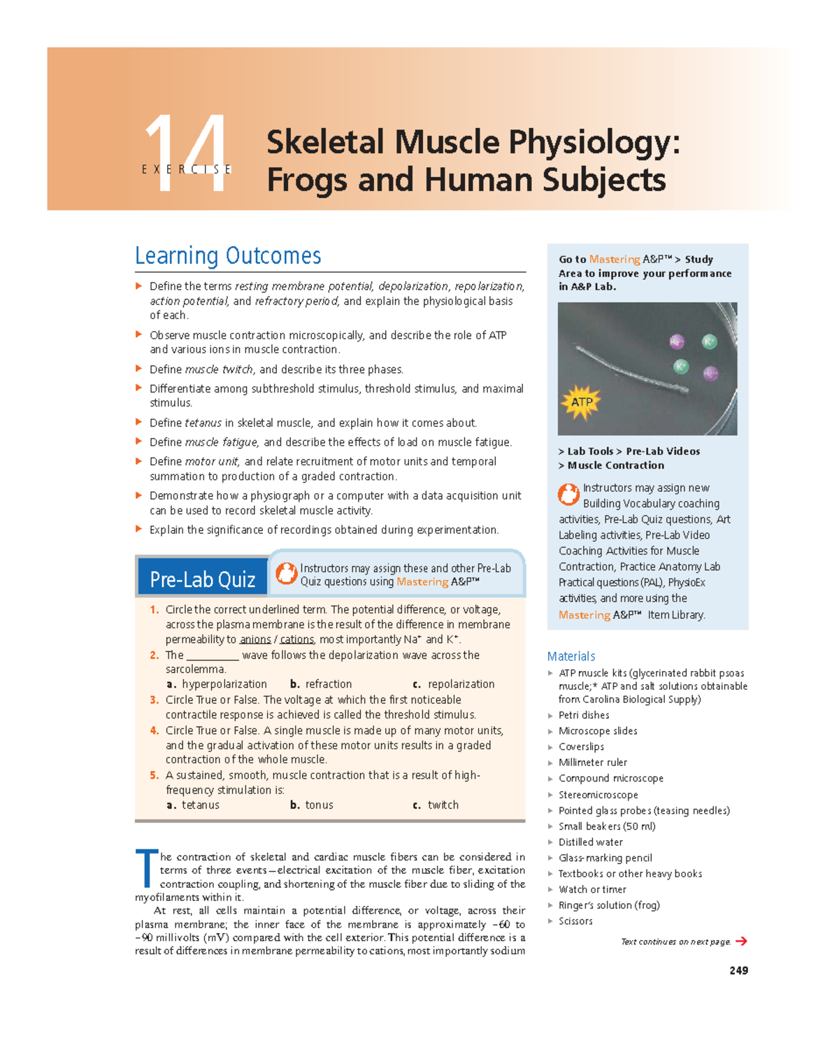 Skeletal Muscle Physiology Lab Exercise: Frogs & Humans (14) - Studocu