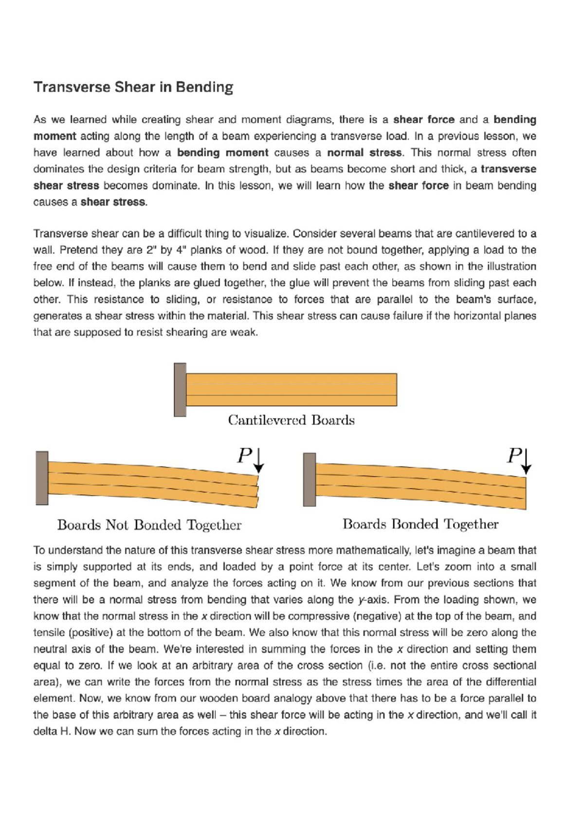 structure mechanic - Transverse Shear in Bending As we learned while ...