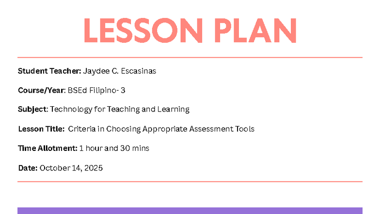 BSEd 3 Lesson Plan: Choosing Assessment Tools for 21st Century Learning ...