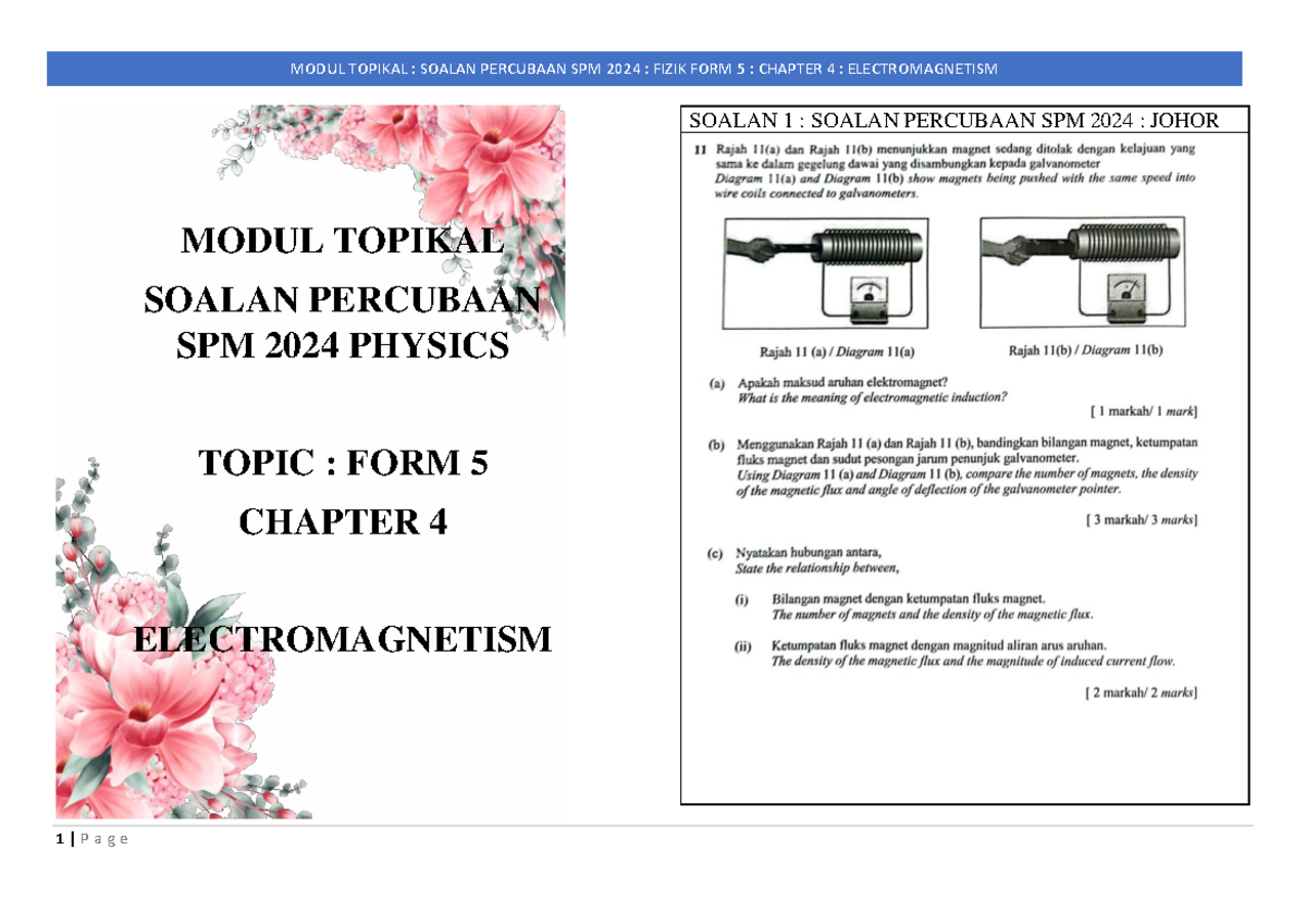 FIZIK FORM 5: MODUL TOPIKAL SOALAN PERCUBAAN SPM 2024 - CHAPTER 4 - Studocu