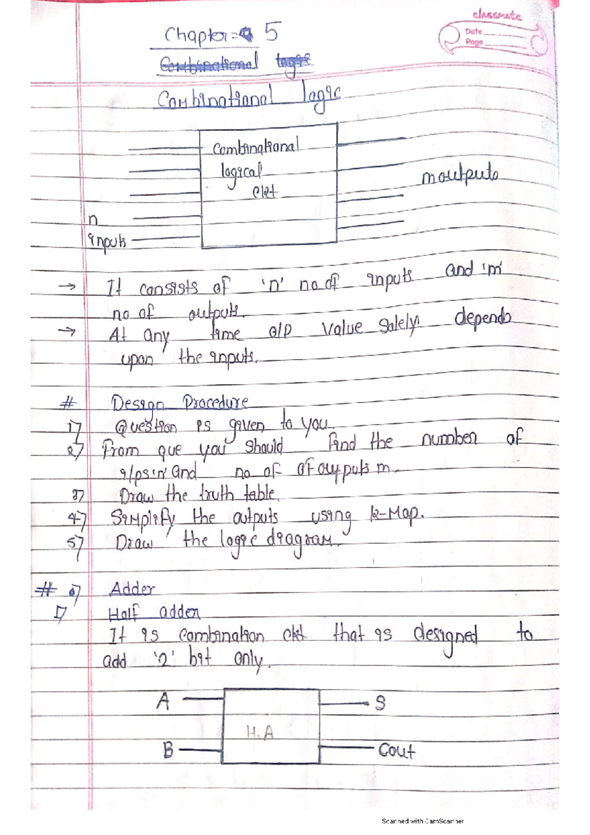 Combinational Logic: Chapter 5 Overview and Design Procedures - Studocu