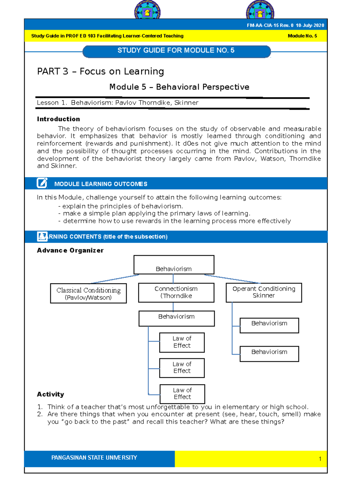 Module 5 Facilitating Leaner Centered Teaching - Facilitating Learner ...