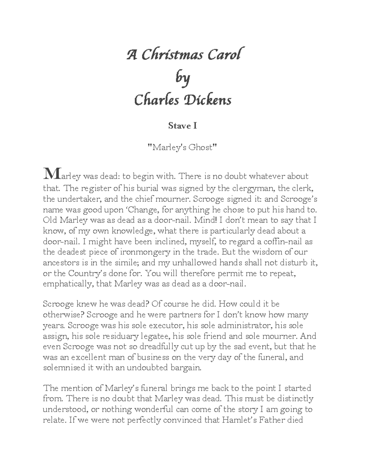 A Christmas Carol: Stave I Analysis and Summary - Studocu