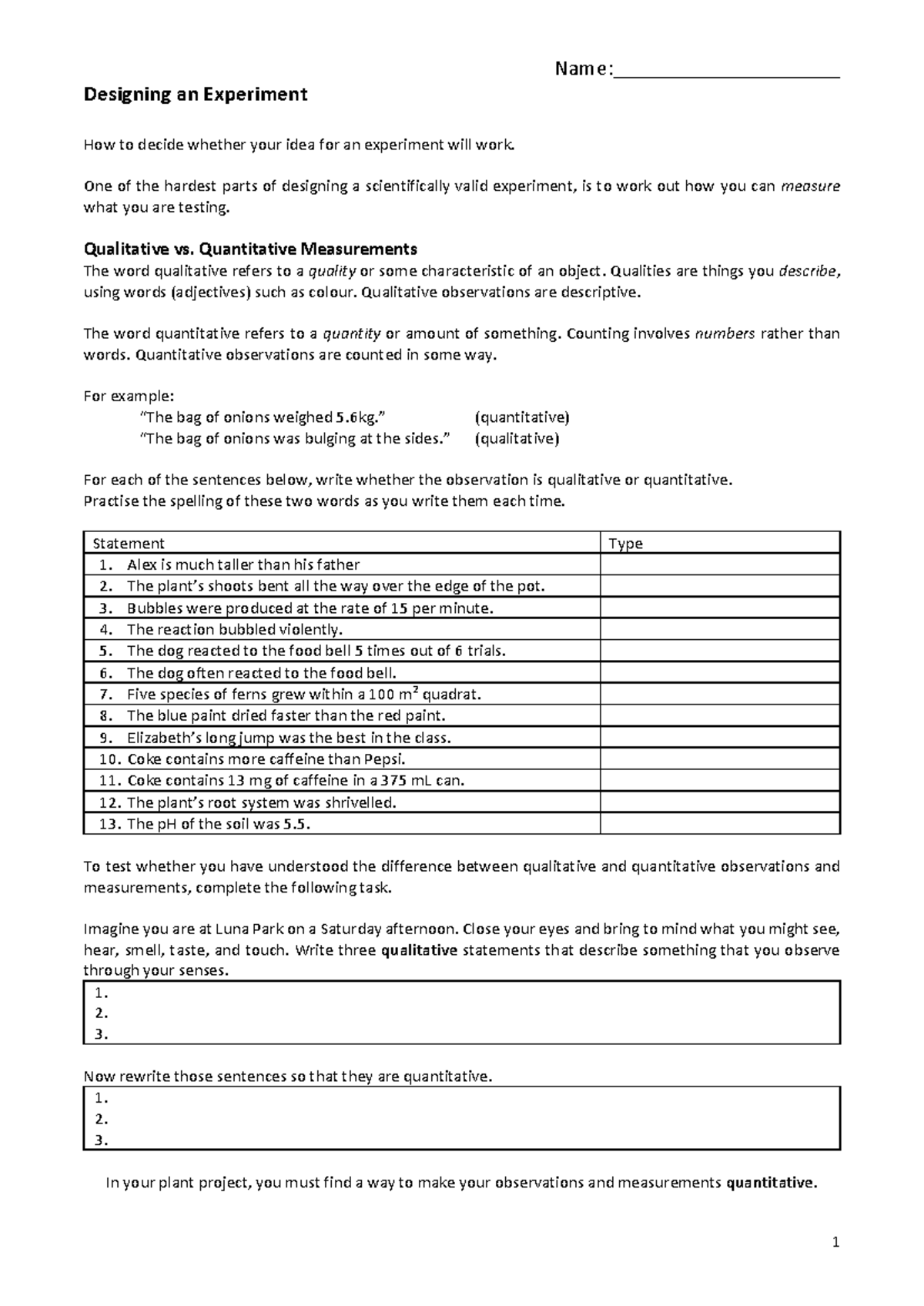 Designing Your Plant Experiment: Qualitative vs. Quantitative ...