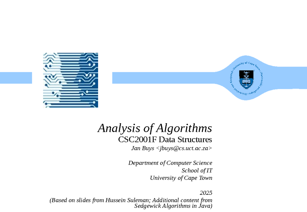 CSC2001F 2025 Analysis of Algorithms: Key Concepts and Examples - Studocu