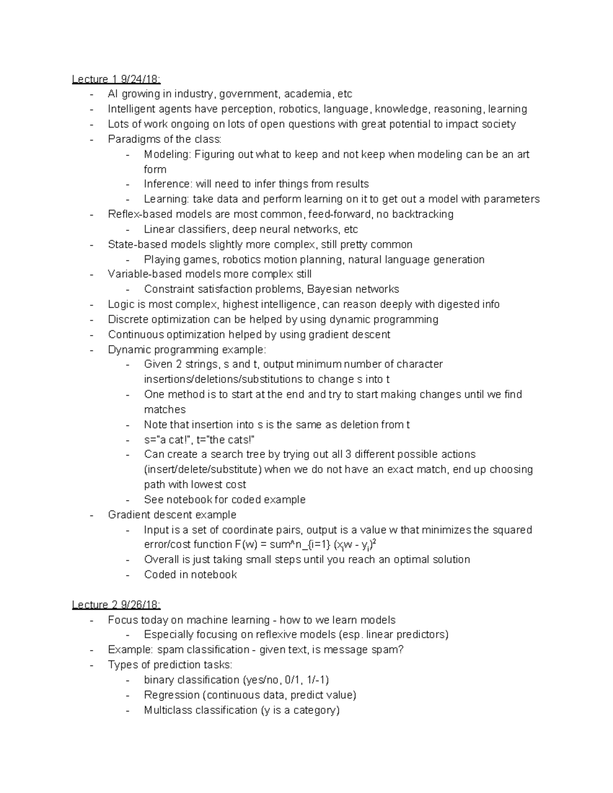 CS221 Lecture Notes: Understanding AI, Machine Learning & Search ...