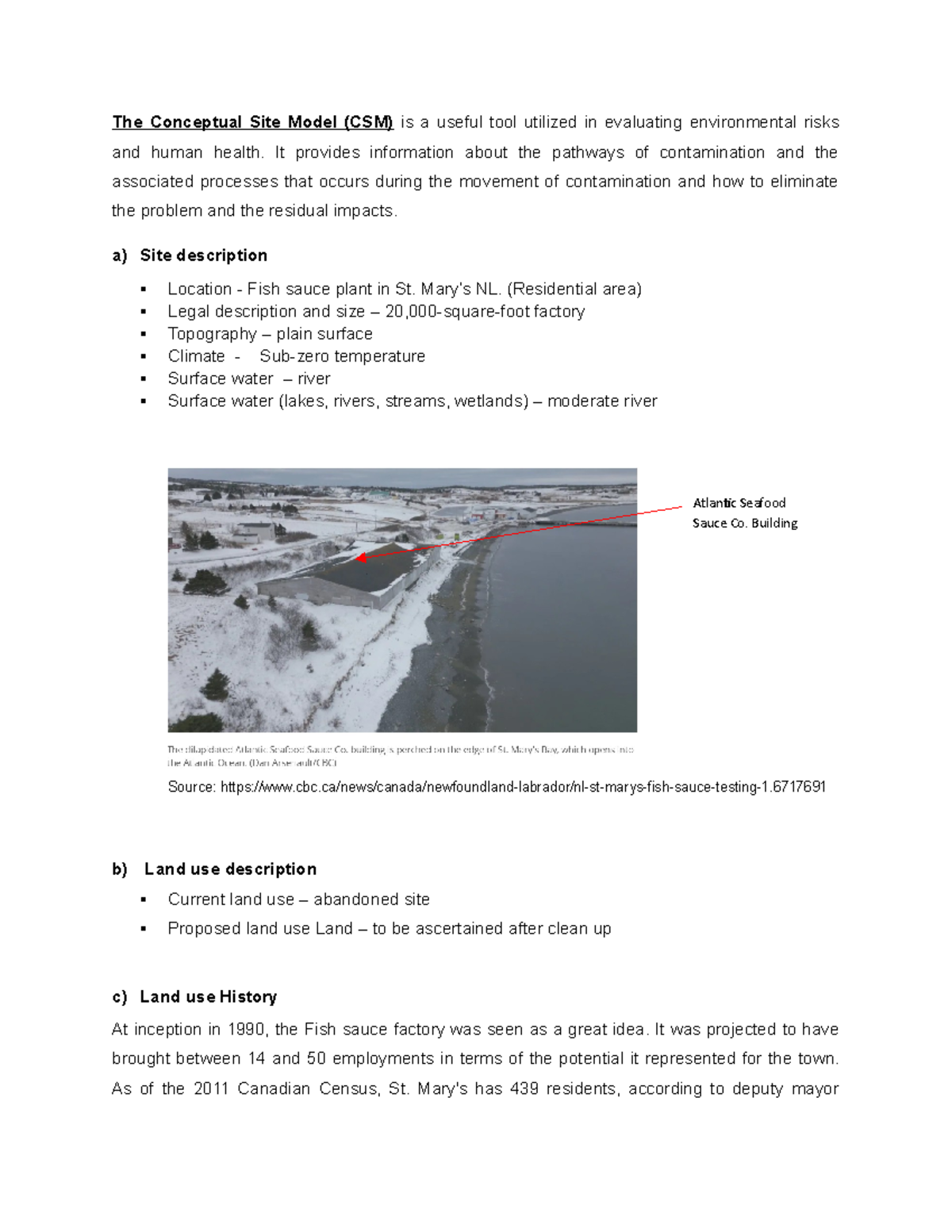 Environmental Risk Assessment of Contaminated Site CSM Analysis - Studocu
