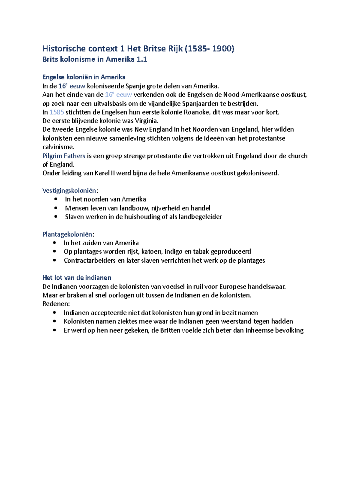 Historische context 1 Het Britse Rijk - Engelse koloniën in Amerika In ...