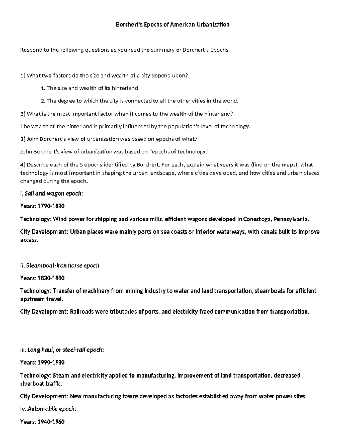 Borchert's Epochs Questions - Borchert’s Epochs of American ...