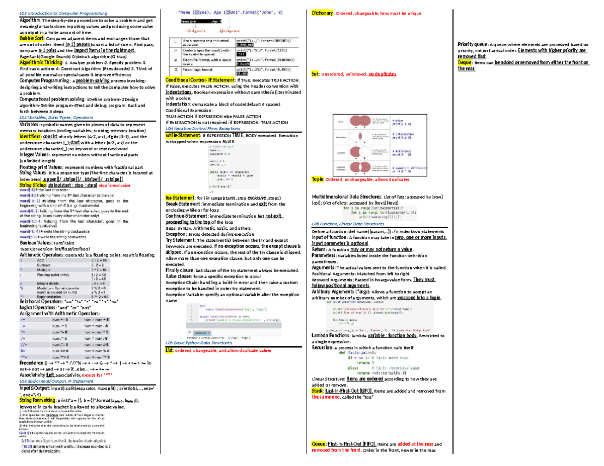 IE5600 - Introduction to Computer Programming Concepts and Algorithms - Studocu