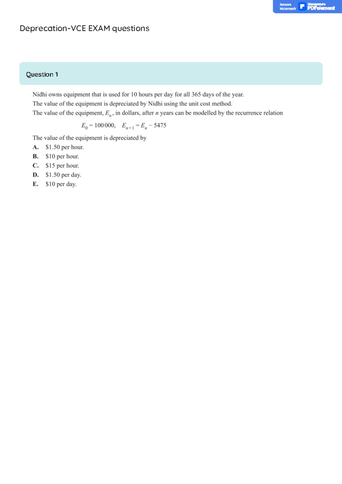 Depreciation VCE Exam Questions and Answers - Studocu